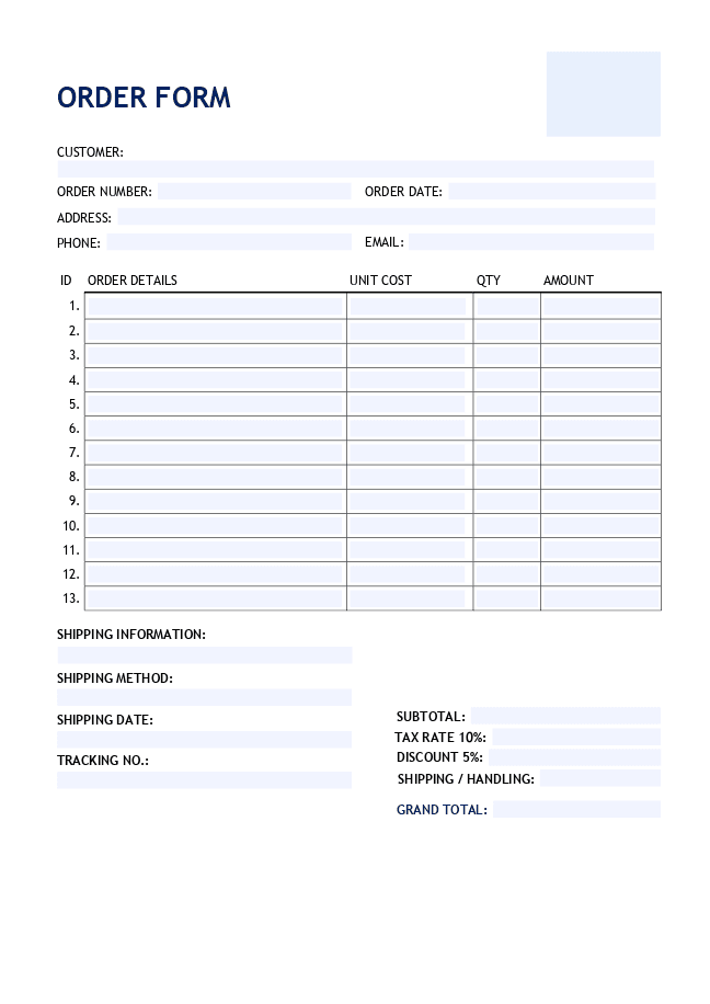 Printable Blank Work Order Form Order Form Template | ONLYOFFICE