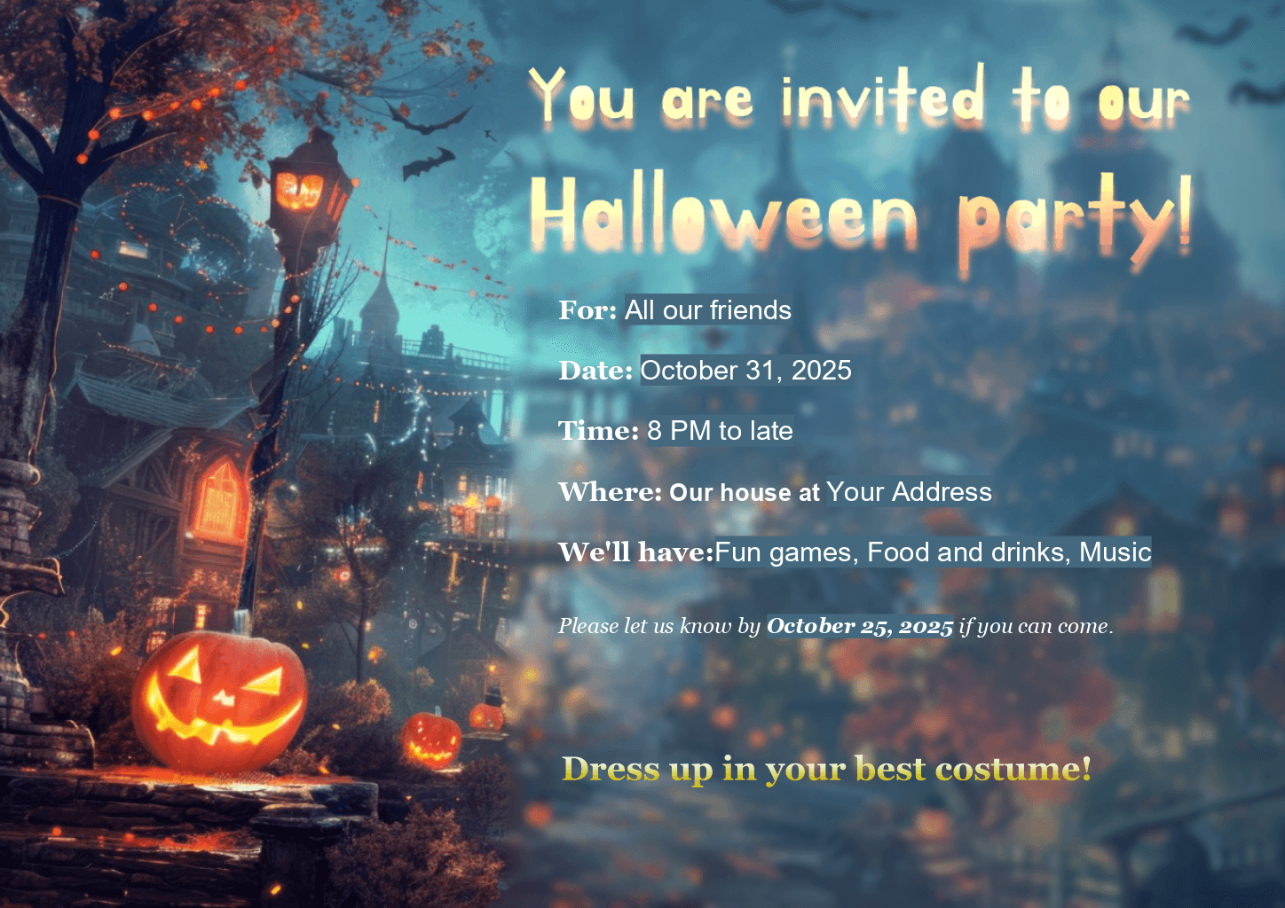 Halloween party invitation template 8 | ONLYOFFICE | ONLYOFFICE