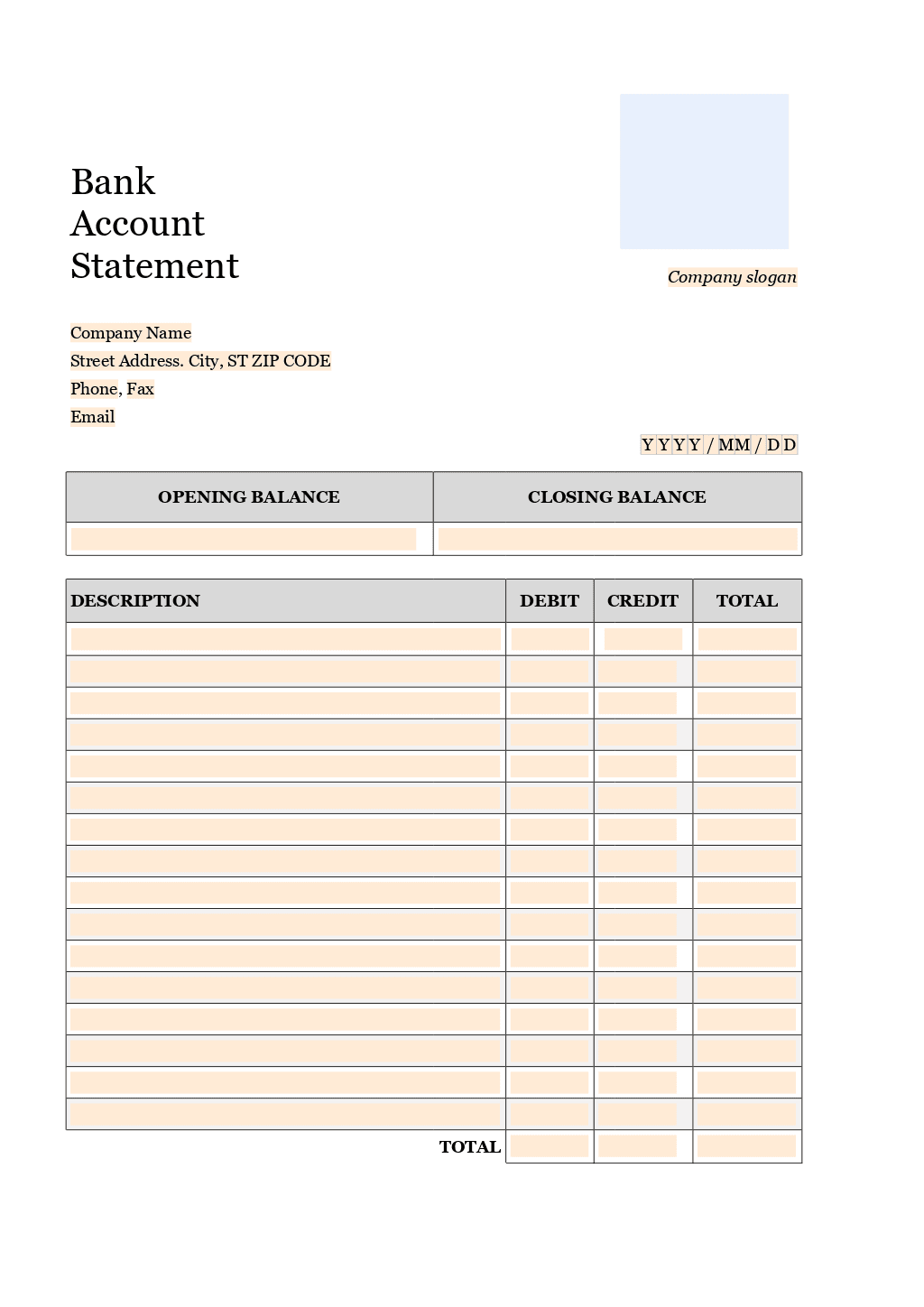 Bank Statement Template