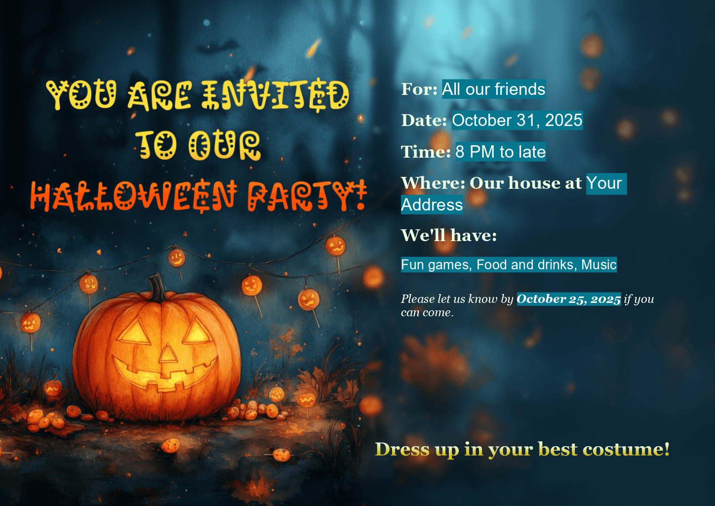 Halloween party invitation template 9 | ONLYOFFICE | ONLYOFFICE